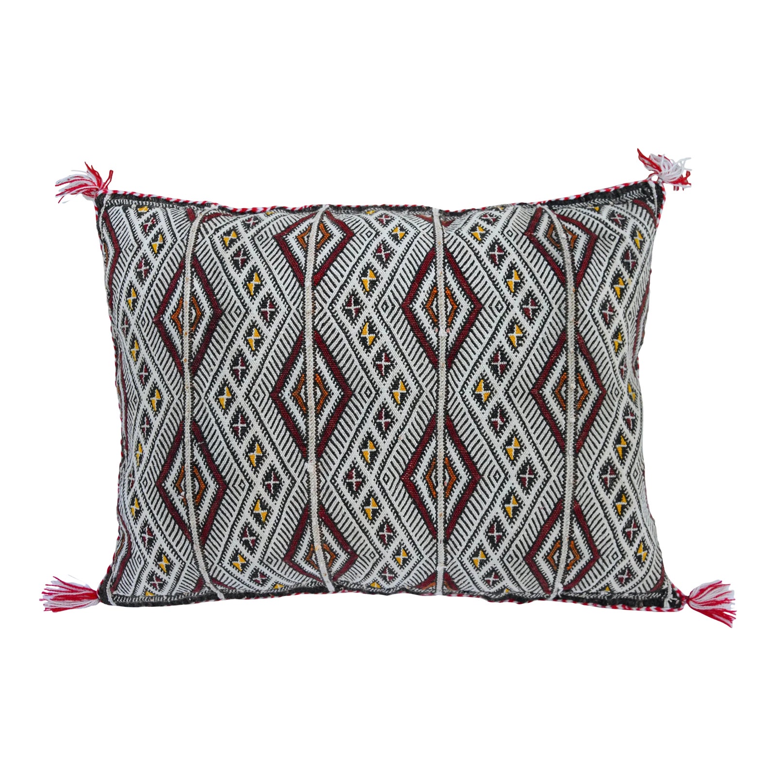 Mid 20th Century Moroccan Diamond-Patterned Berber-Striped Pillow ...