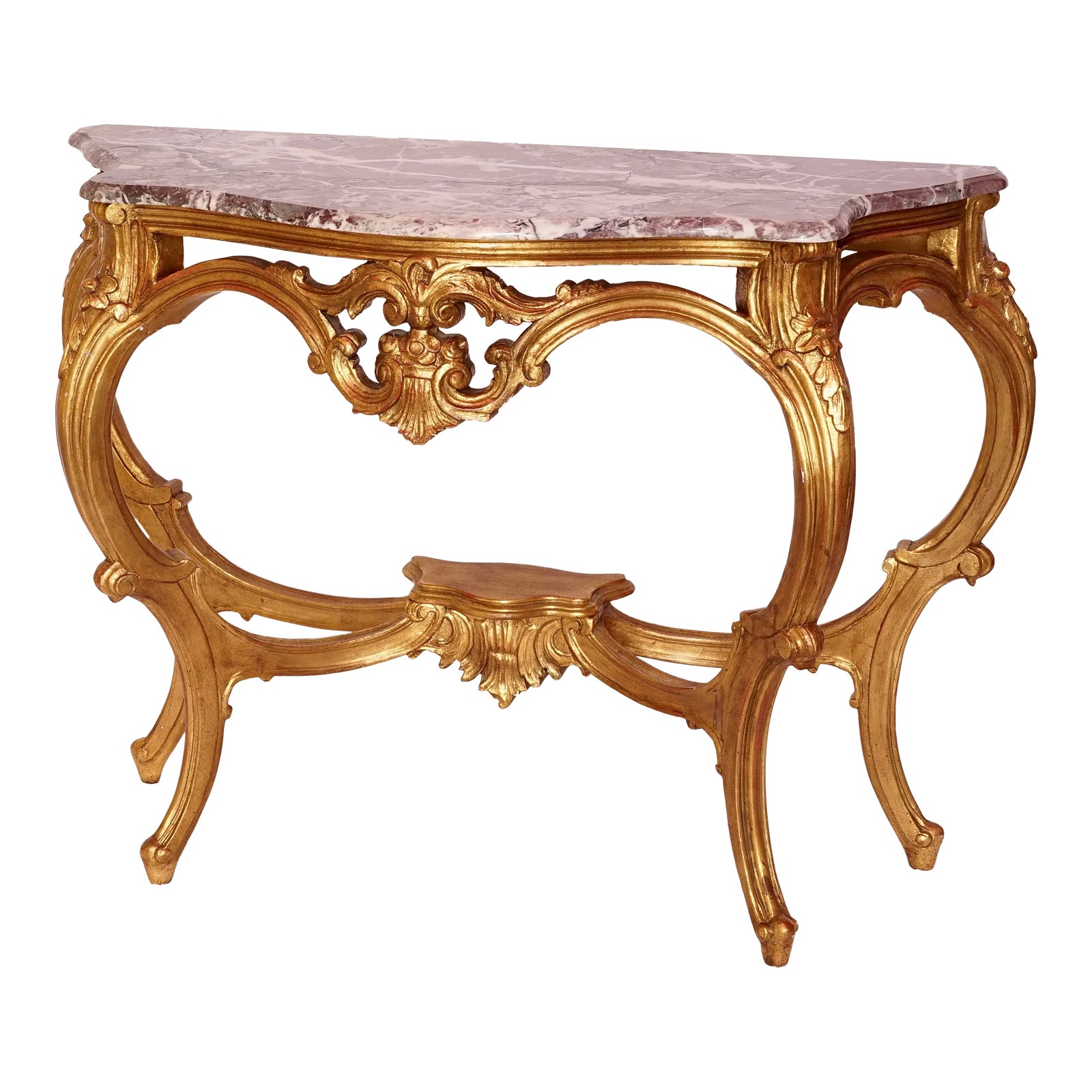 Mid 20th Century Vintage French Regency Console Table With Marble Top ...