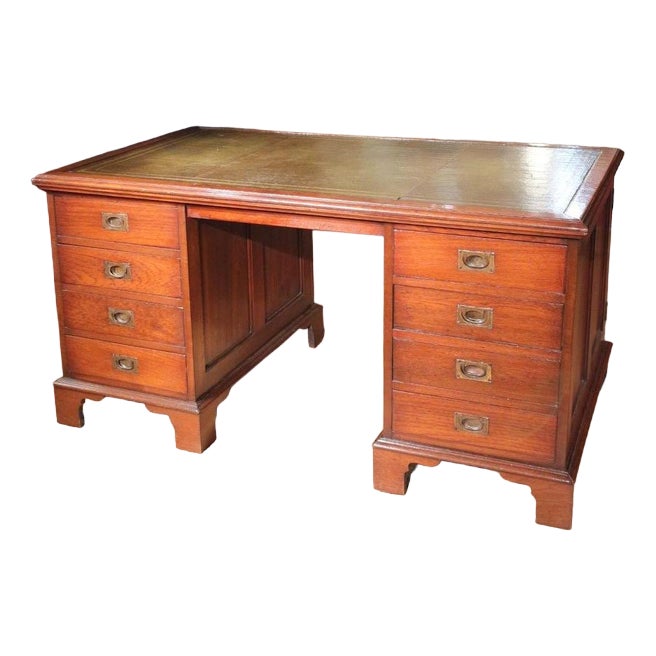 Vintage Teak Partner Desk | Chairish