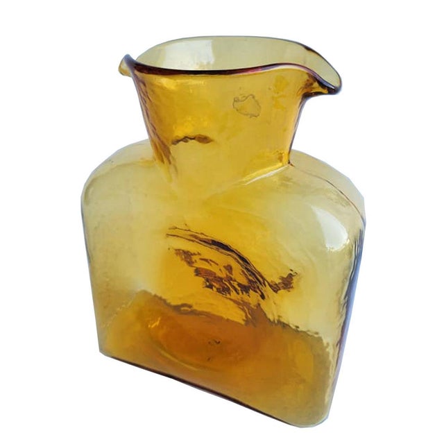 Blenko Glass Double Spout Water Carafe #384 in Amber | Chairish