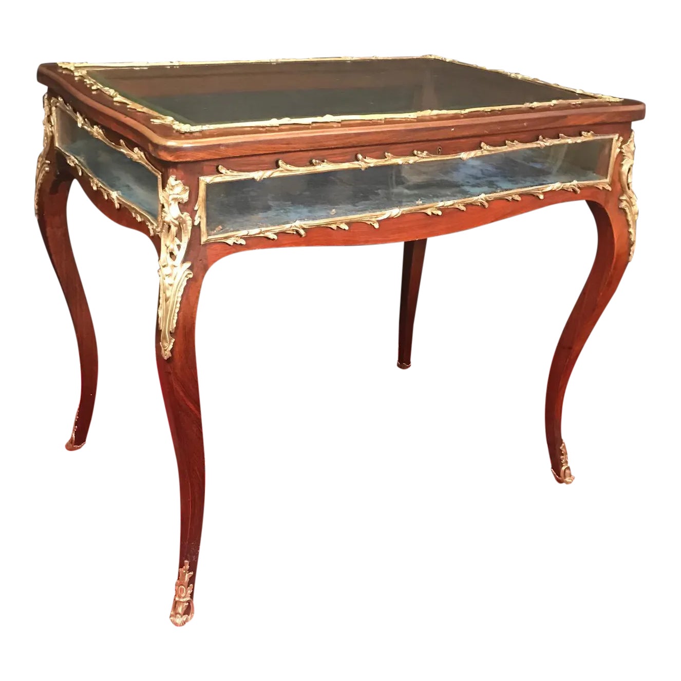 Louis XV Style Mahogany Curio Display Table With Bronze Mounts | Chairish