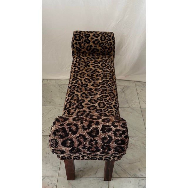1970’s Leopard Print Rolled Arm Bench | Chairish