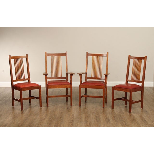 Stickley Mission Collection Set of Four Cherry Spindle Dining Chairs ...