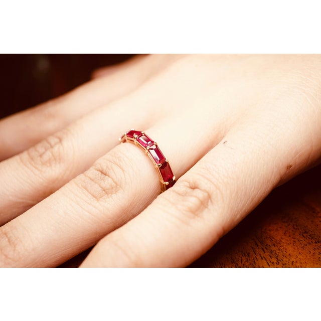 Burmese Emerald Cut Ruby 4.20ct Eternity Band in 18K Yellow Gold | Chairish