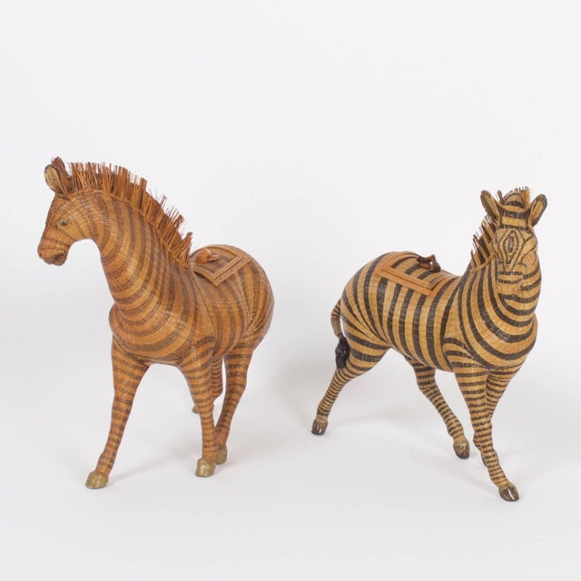 Woven Wicker Zebra Box | Chairish