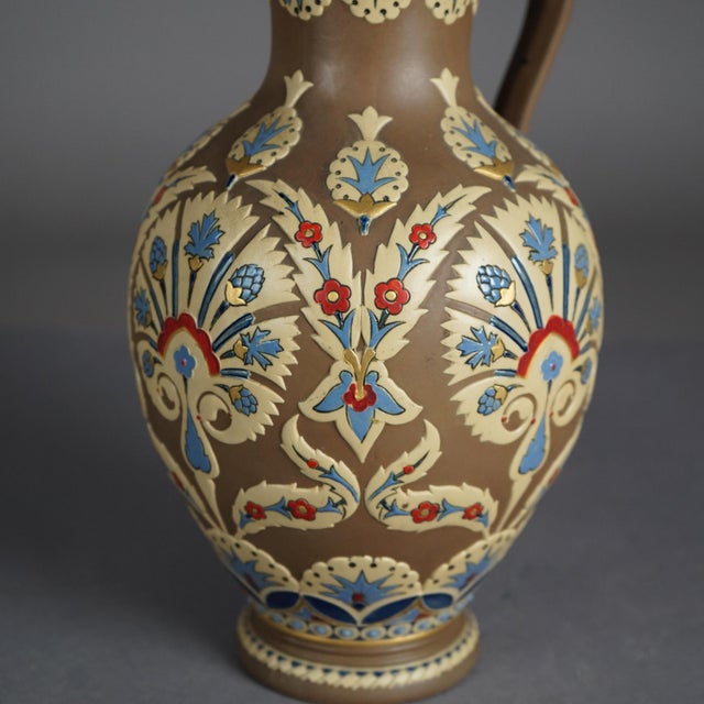 Antique Villeroy & Bach Aesthetic Pottery Pitcher with Stylized Flowers ...