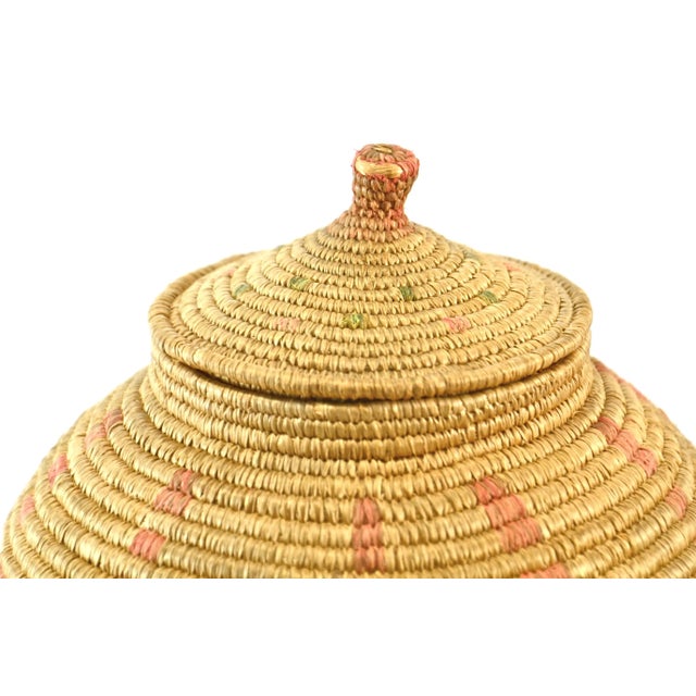 Native American Hand Woven Lidded Jar | Chairish