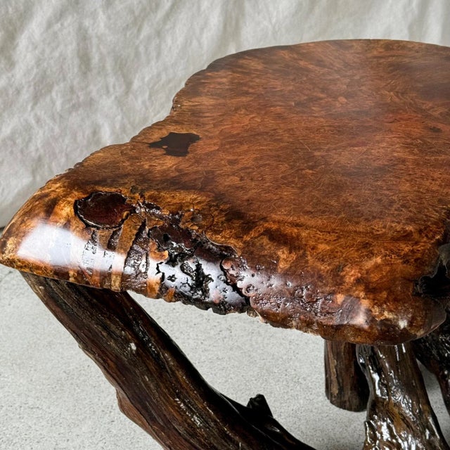 Mid-Century Burl Wood Live Edge Table | Chairish