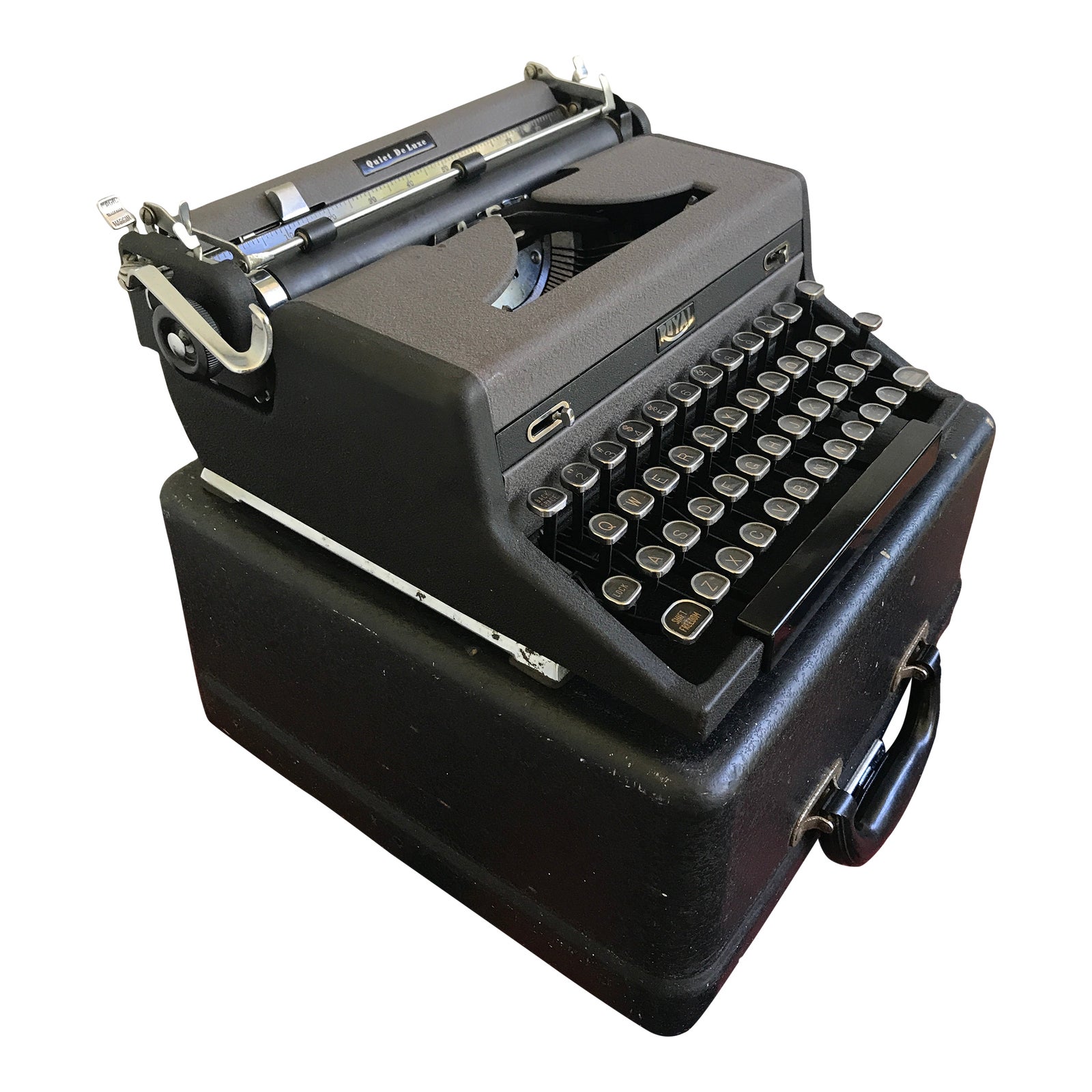 1949 Royal DeLuxe Typewriter With Case | Chairish