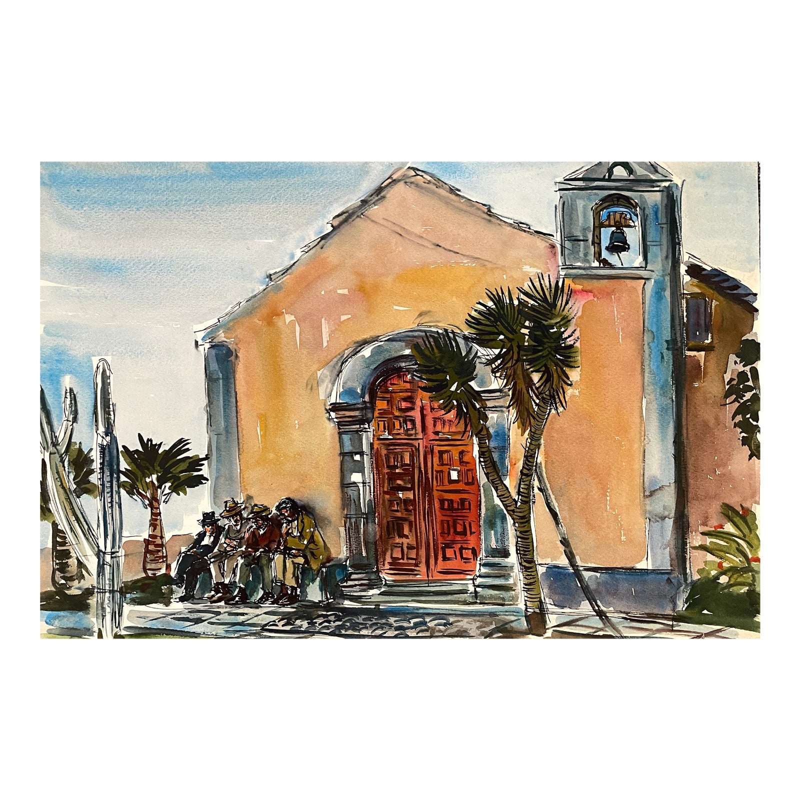 1950s Freda Reiter Mission Watercolor | Chairish