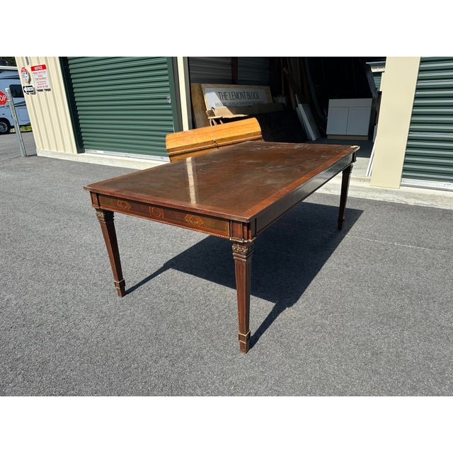 1980s Francesco Molon Inlaid Mahogany Library Table | Chairish