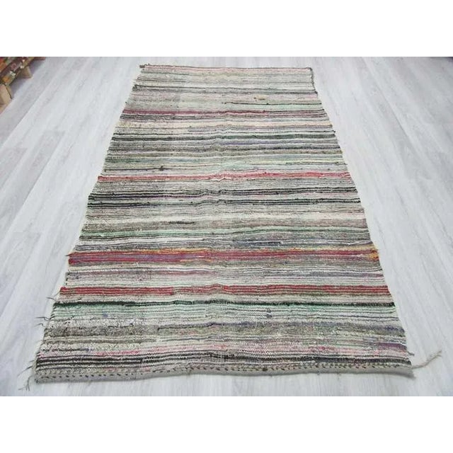 Vintage Striped Turkish Rag Rug - 5'4" x 9'1" | Chairish
