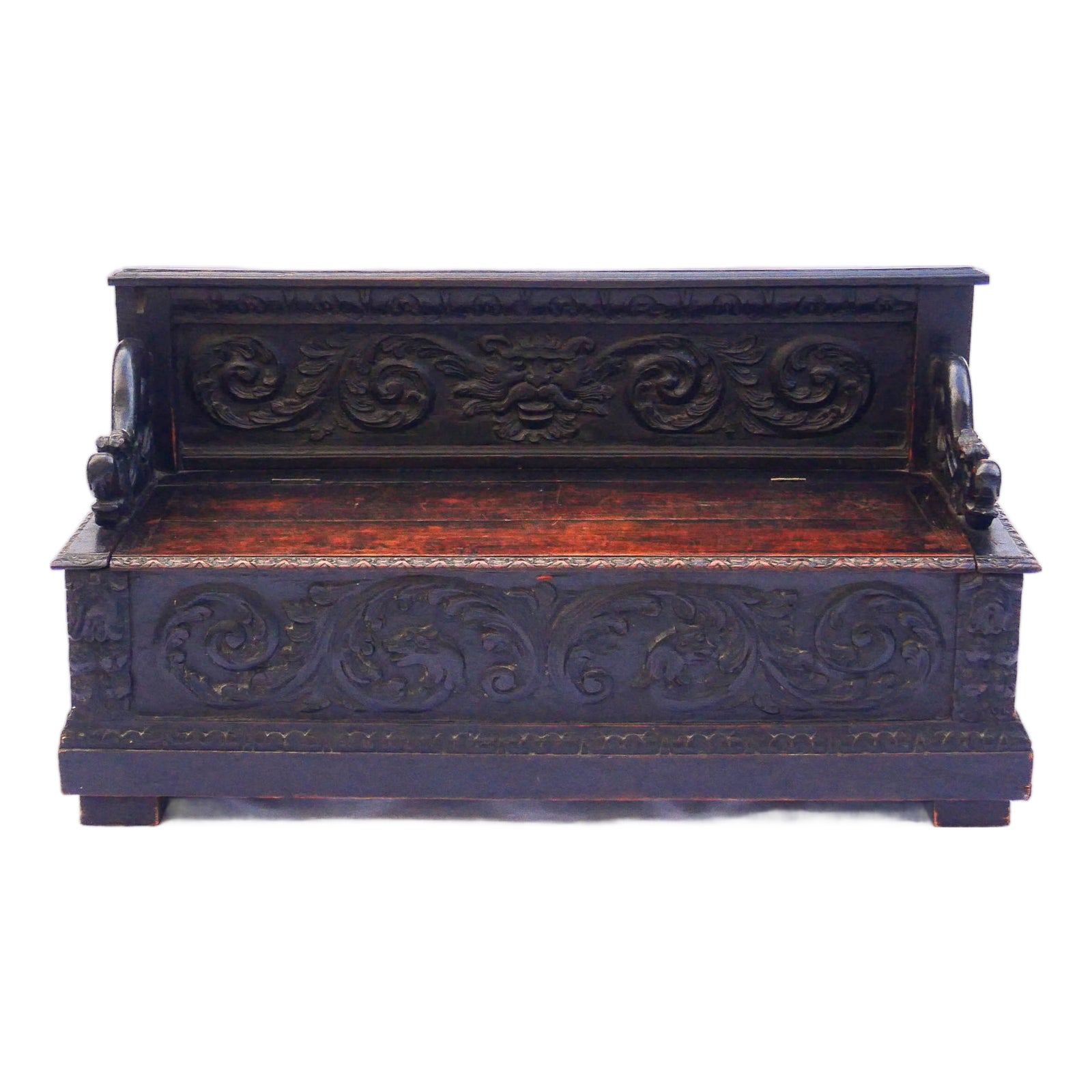 Antique 19th Century Neo-Renaissance French Carved Oak Bench | Chairish