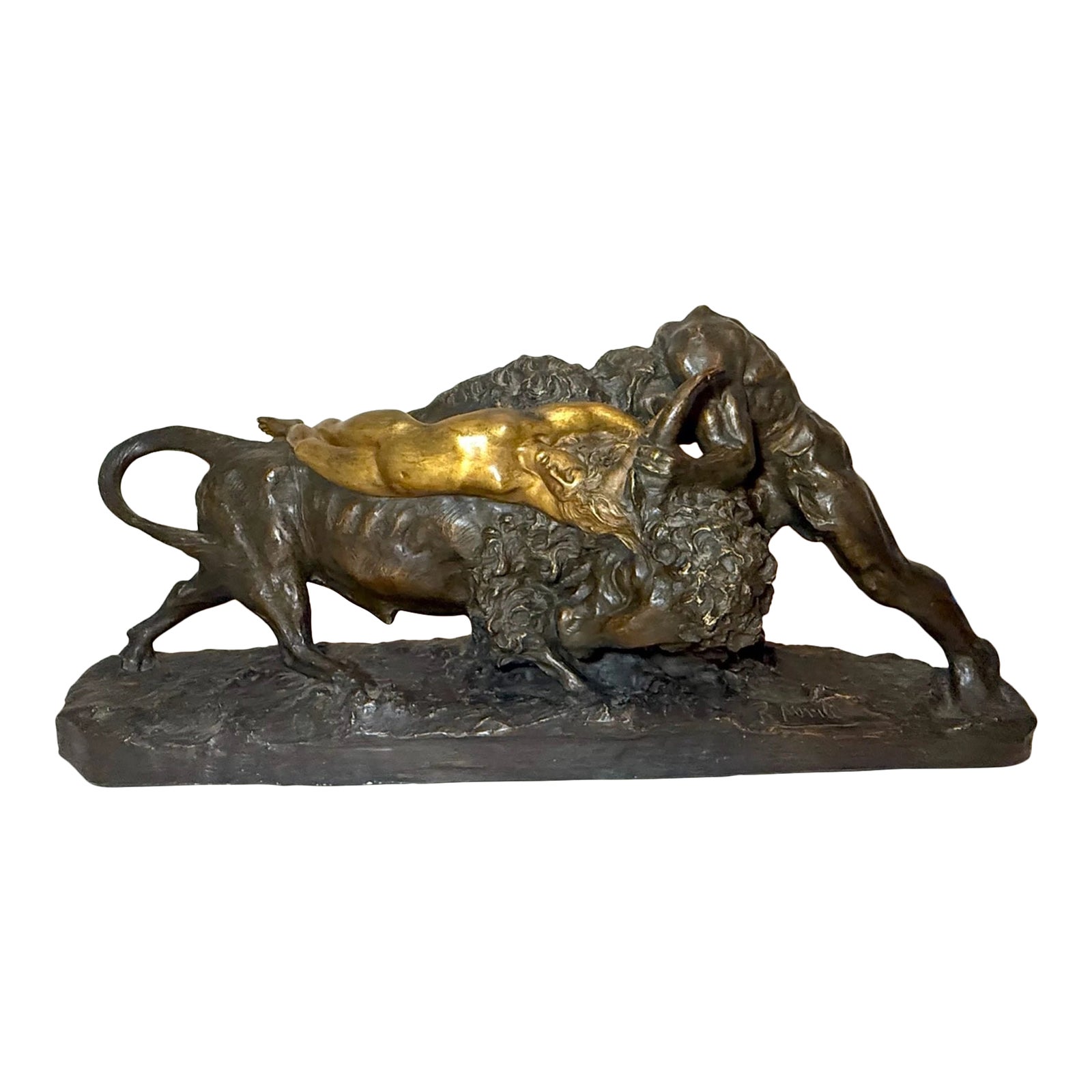 Huge Antique R Aurili Italian Hercules Bull Lady Bronze Patinated ...