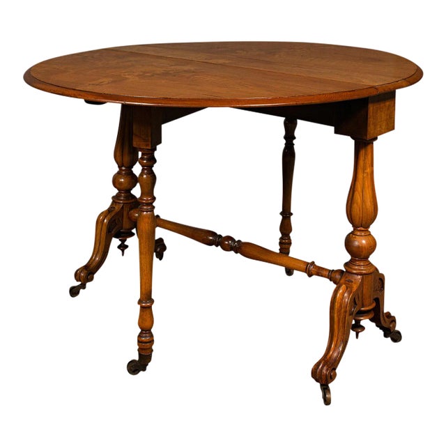 1850s Antique Victorian English Burr Walnut Sutherland Table | Chairish