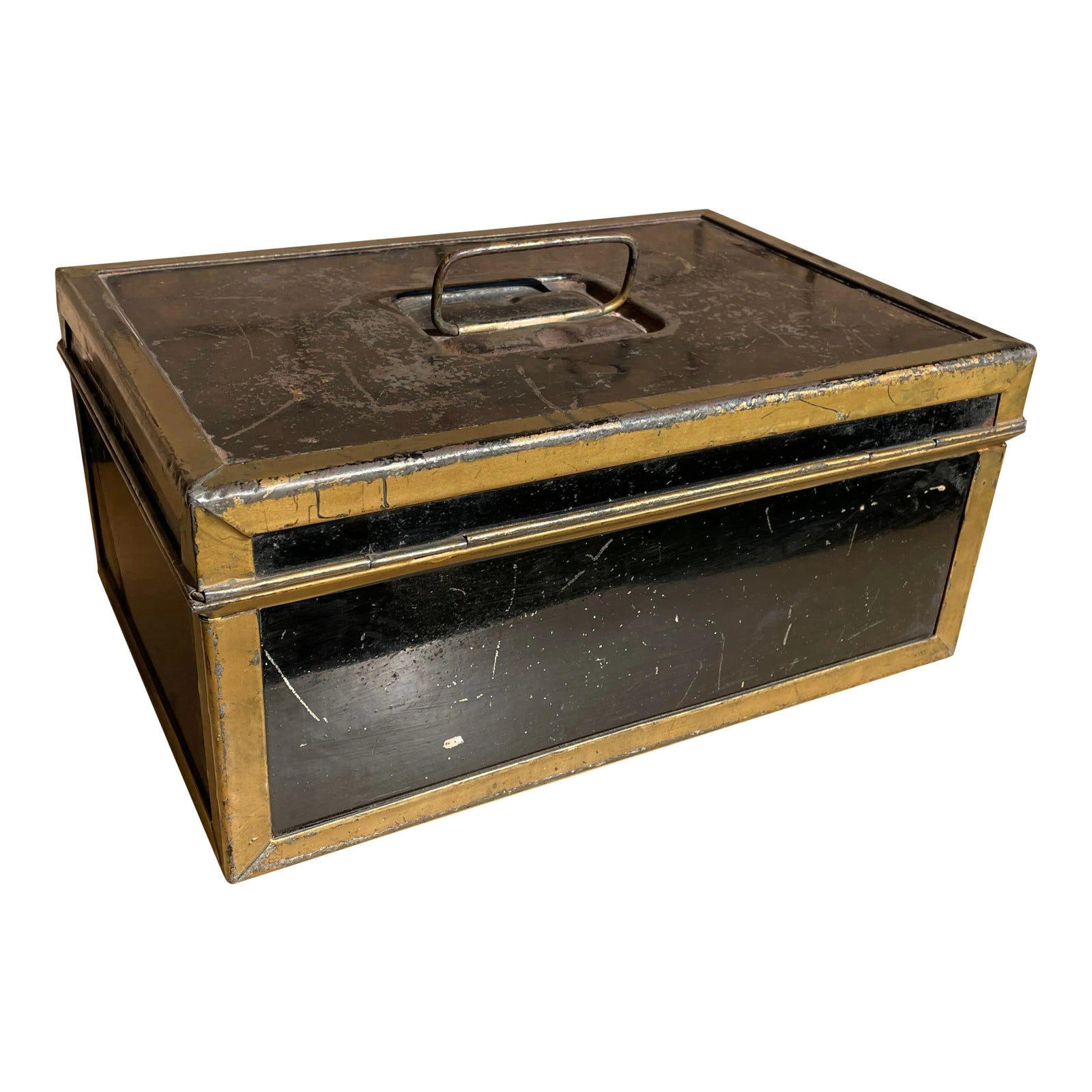 Early 20th Century Metal Banker’s Box | Chairish