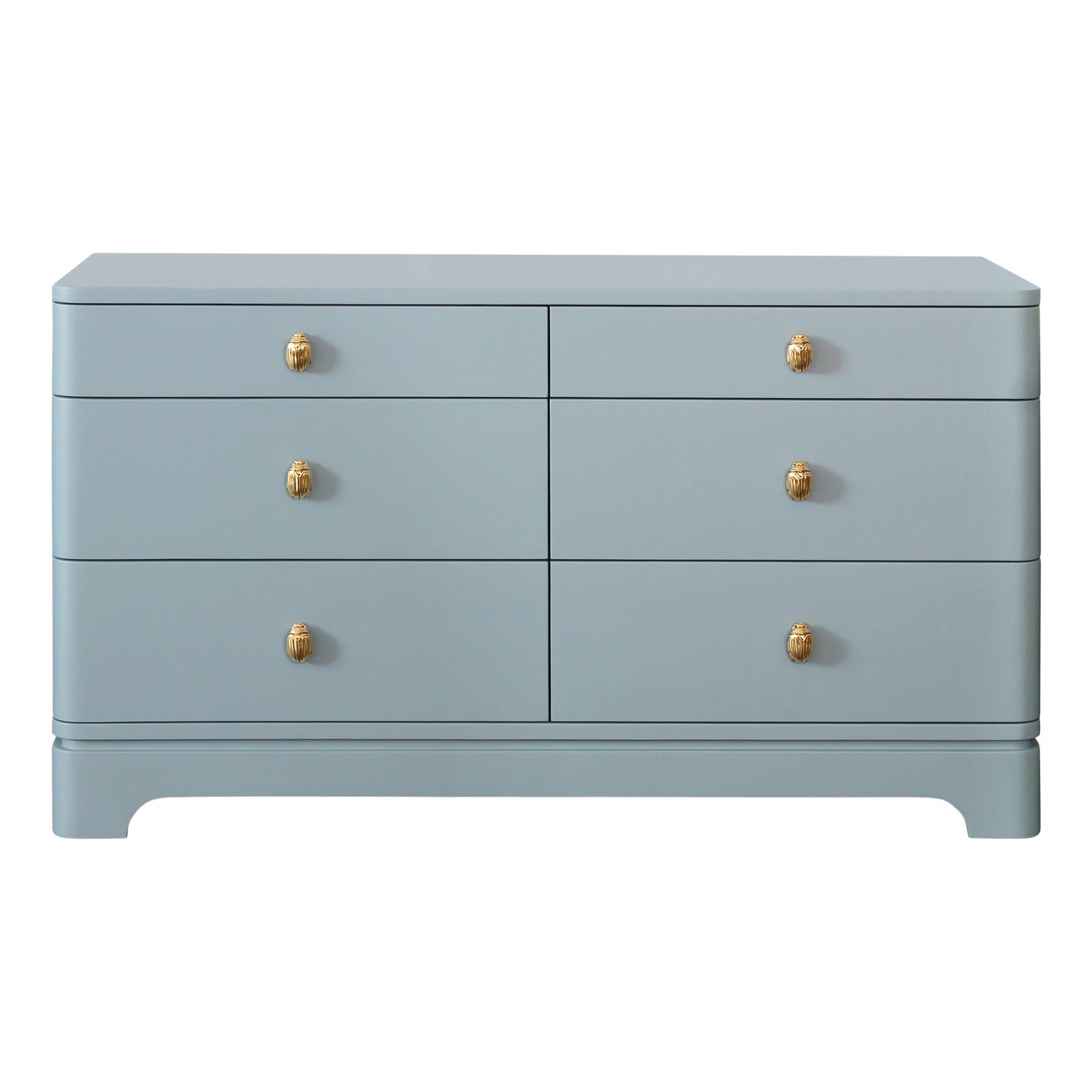 Matthew Izzo Home Kilmer Light Blue Matte Lacquer Six Drawer Rounded ...