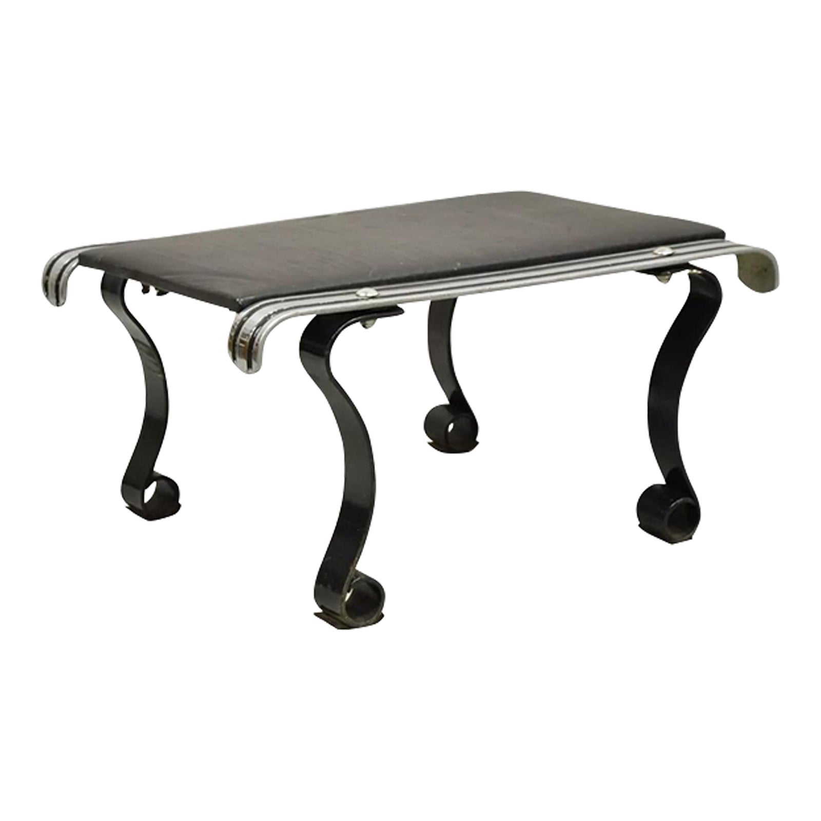 Mid 20th Century Vintage Art Deco Machine Age Wrought Iron Footstool ...