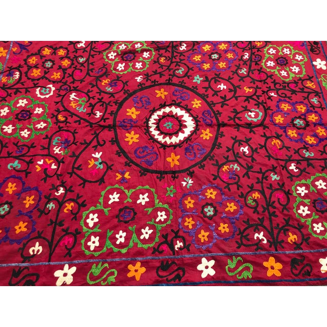 Wine Red Suzani Fabric | Chairish