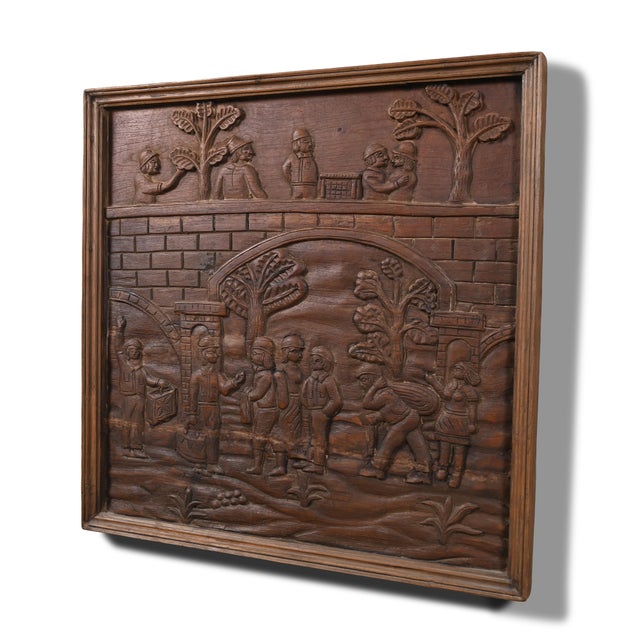 Vintage Hand Carved Wooden Panel | Chairish