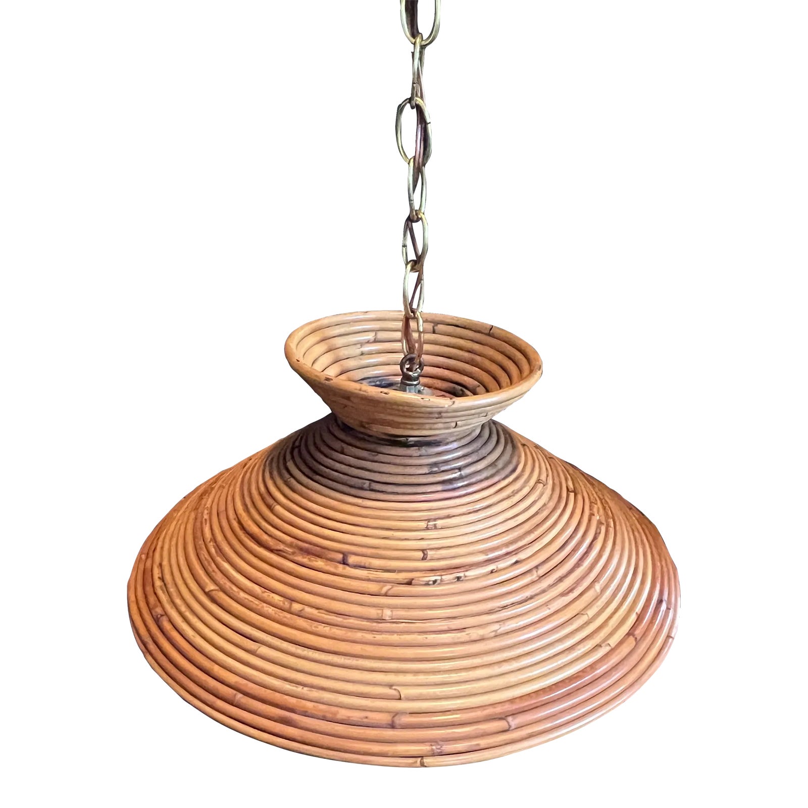 Vintage Pencil Reed Rattan Light Fixture | Chairish