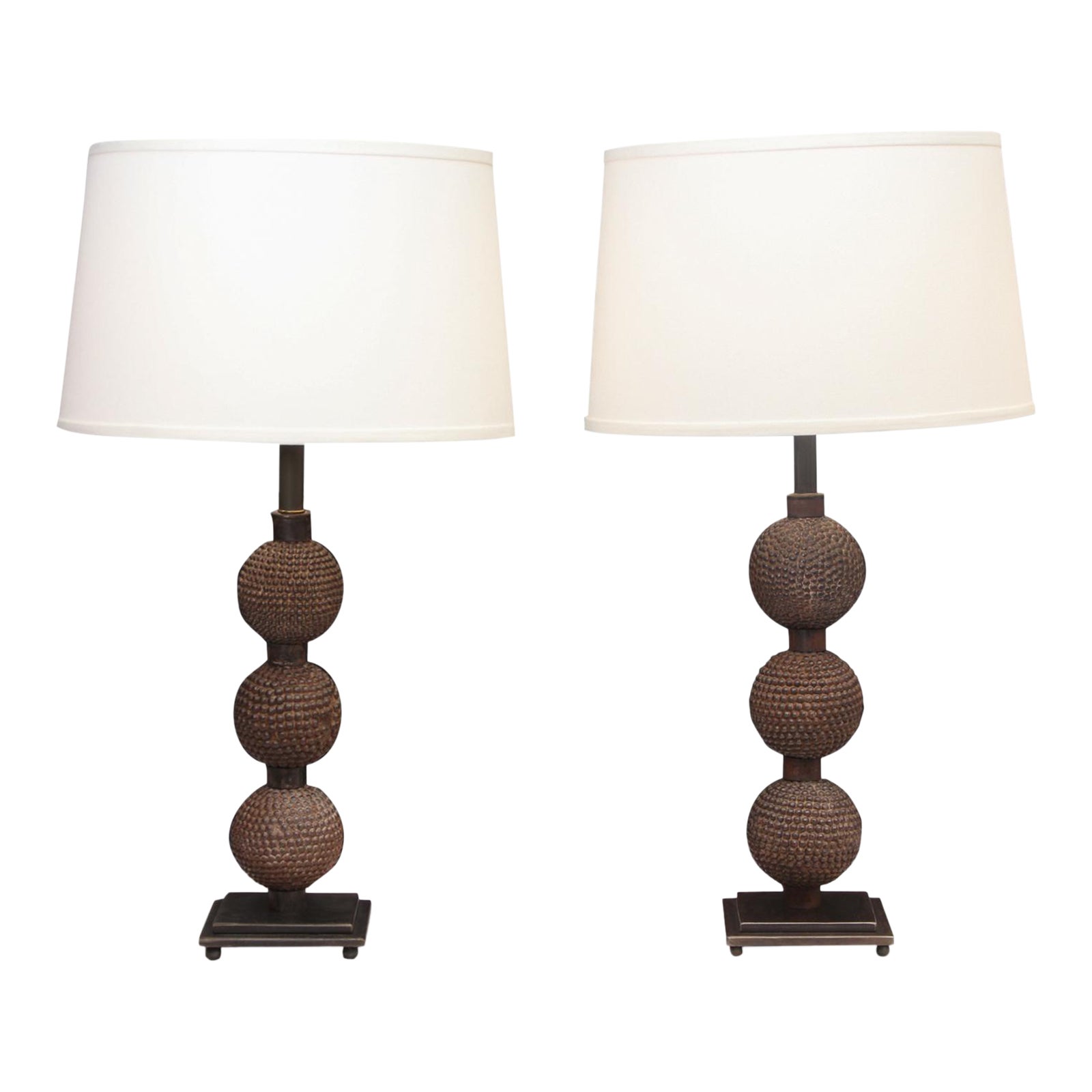 Pair of Antique Stacked Iron Ball Lamps From Lucca Antiques | Chairish