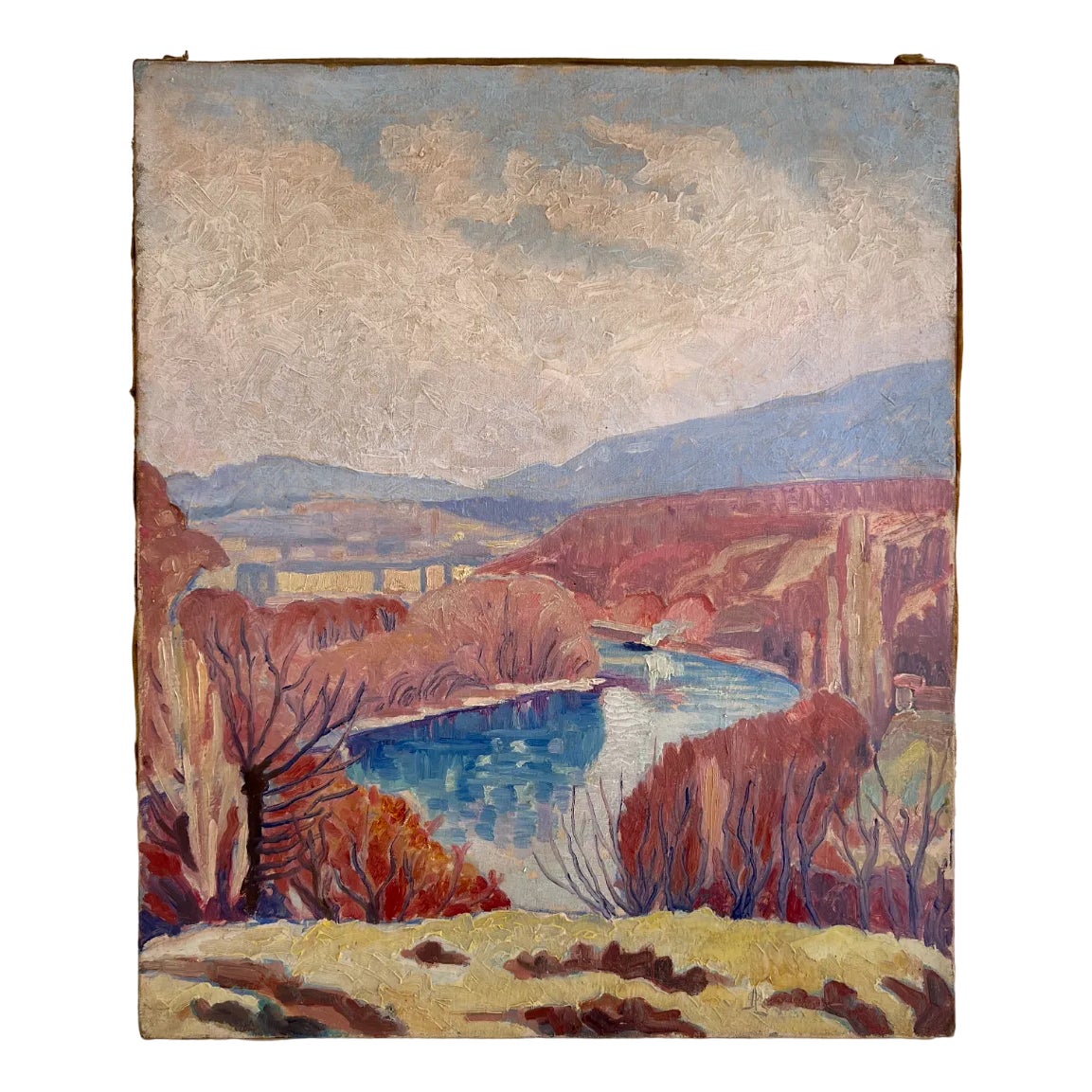 A. Augsburger, La Boucle du Rhône, Geneve, Oil on Canvas | Chairish