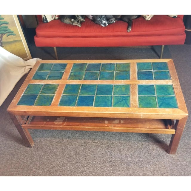 1990s Vintage Custom-Built Coffee Table With Handmade Ceramic Tiles and ...