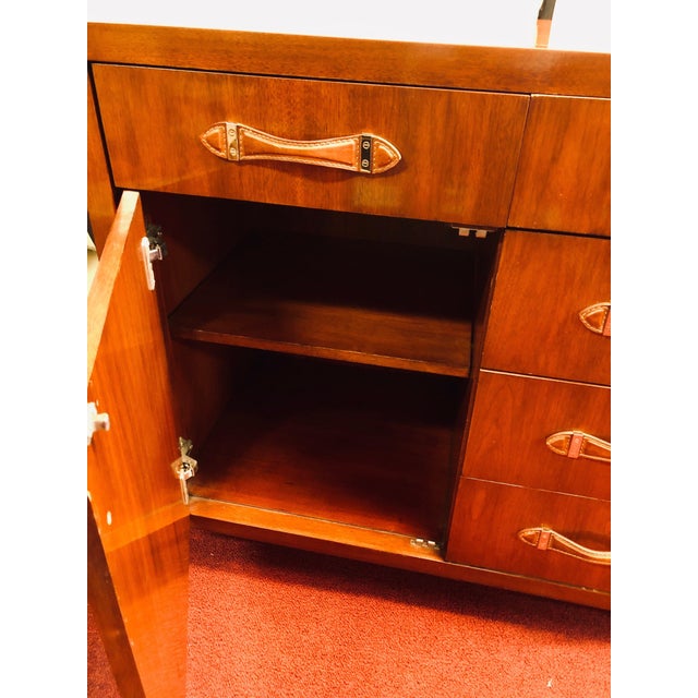 Modern Hollywood Double Chest Mahogany With Leather Pulls Labeled by ...