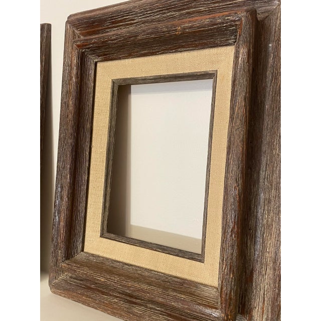 Rustic European Brown Solid Wood Grain White Washed Frames, a Pair ...