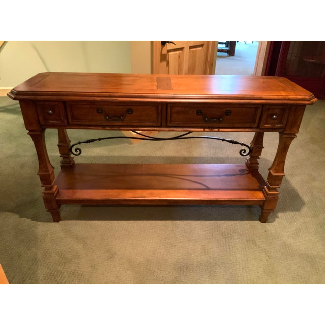 Stanley Furniture Traditional Console Table With Metal Accents | Chairish