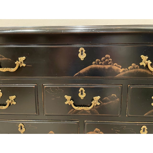 Karges Commode American Made Chinoiserie Ebonized With Brass | Chairish