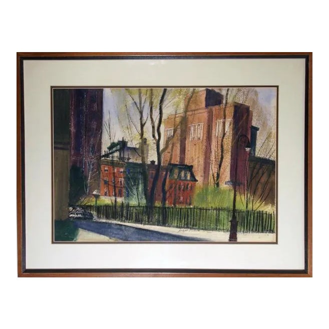 Joseph Barber, City Street Scene, Watercolor and Pastel on Paper ...