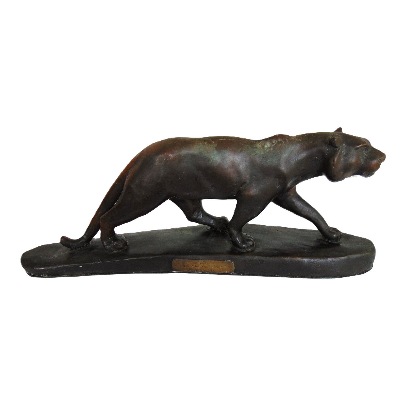 Vintage Bronzed and Copper Clad Lioness Statue 15.5"l | Chairish