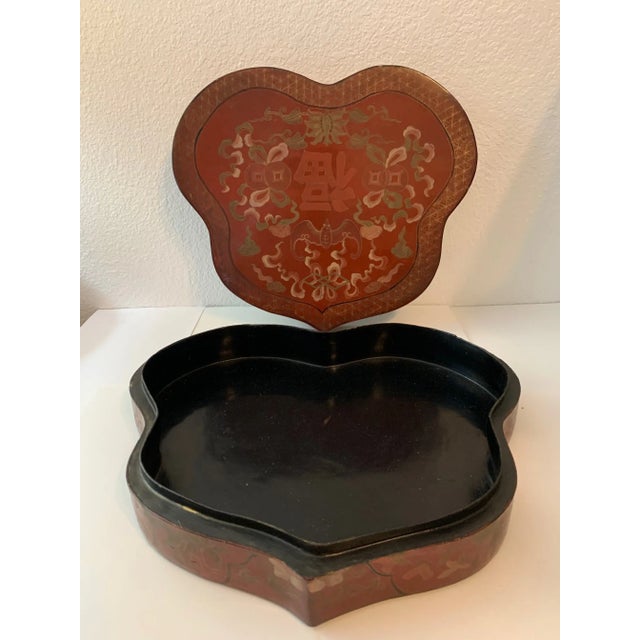 1910s Chinese Lacquered Heart Storage Box | Chairish