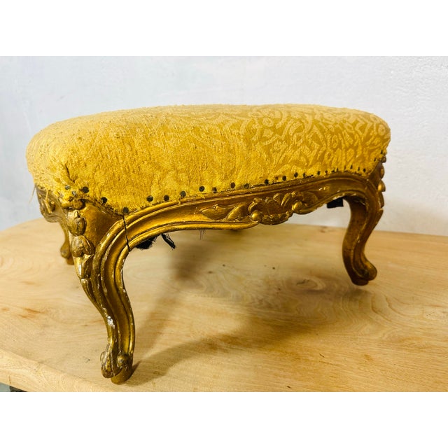 Antique French Gold Gilt Footstool | Chairish