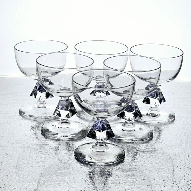 Bryce Aquarius Champagne Coupes Pyramid Shaped Set of 6 | Chairish