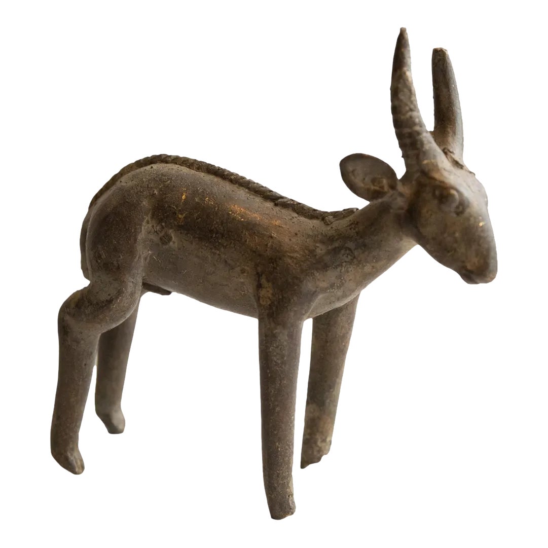 Vintage African Imperfect Antelope Sculpture | Chairish