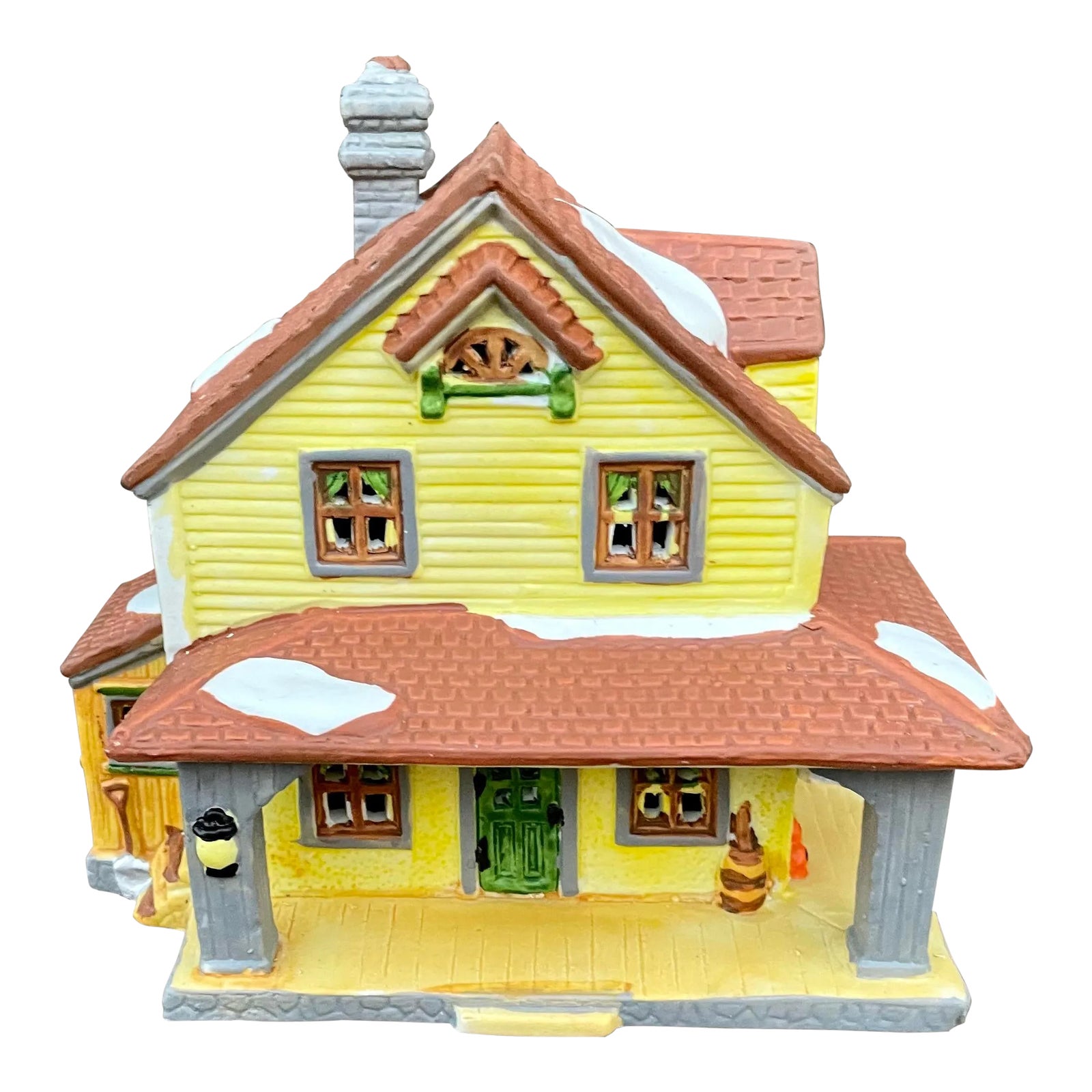 Vintage Lighted Porcelain Farmhouse With Snow | Chairish