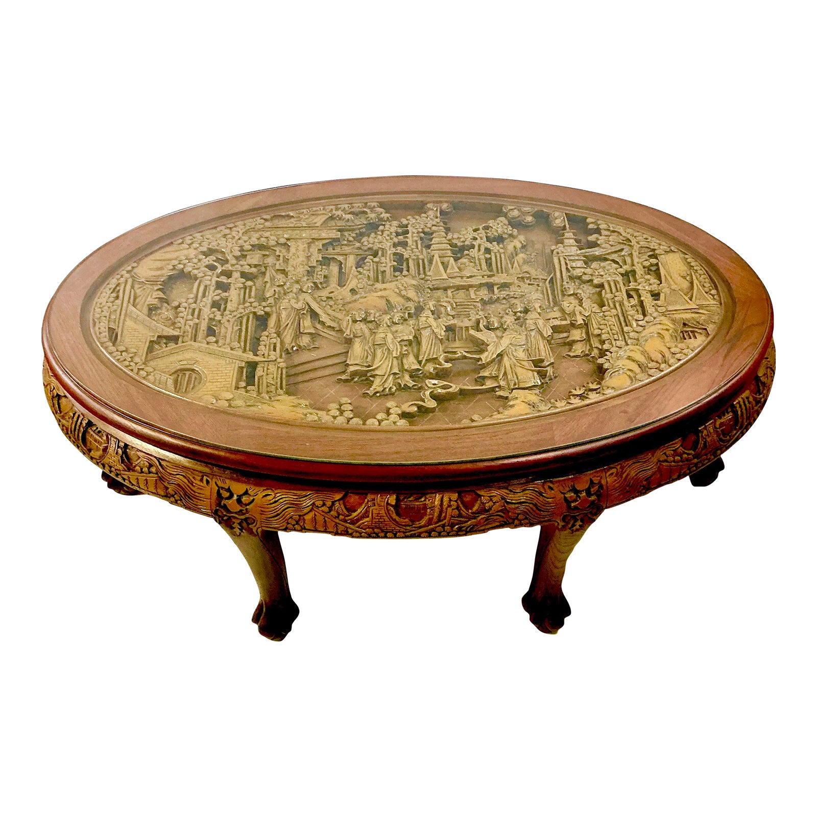 1970s Chinoiserie Hollywood Regency Hand Carved Opium Coffee Table With ...