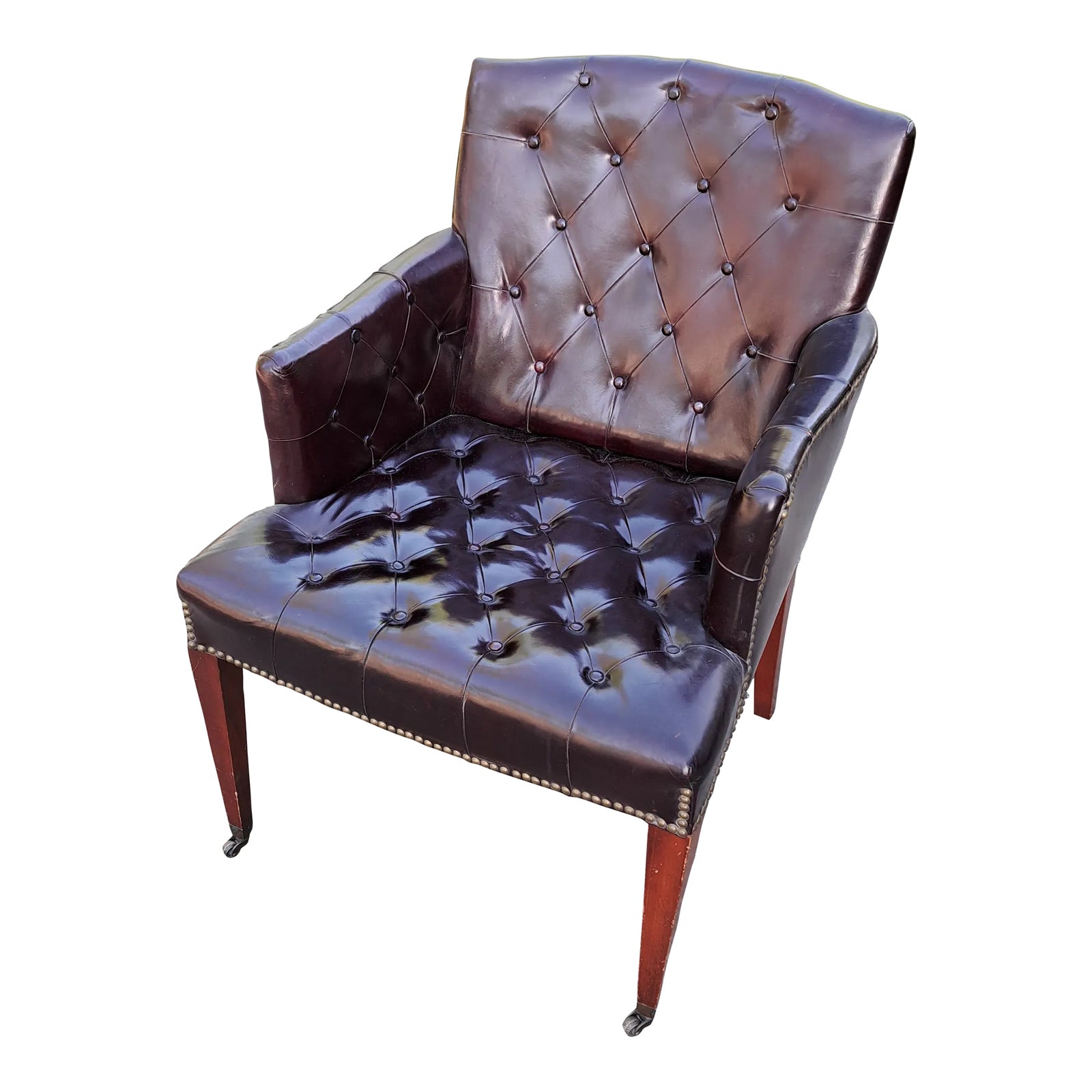 Early 20th Century Vintage Hibriten Chair Co Studded Leather Armchair ...
