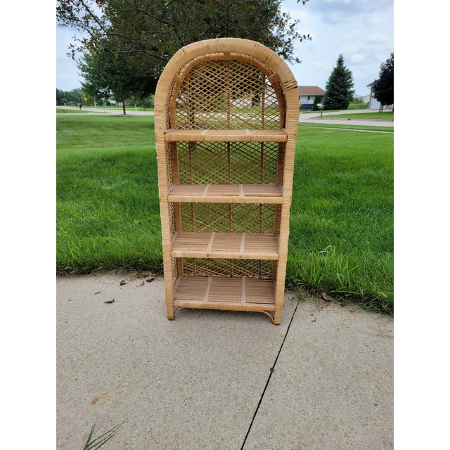 Vintage Natural Wicker Arched Shelf | Chairish