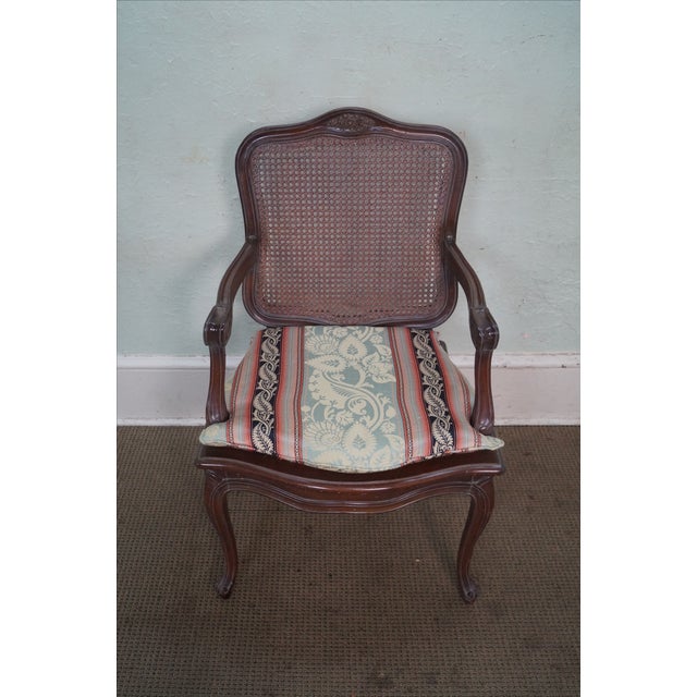 French Louis XV Style Cane Back Arm Chair | Chairish