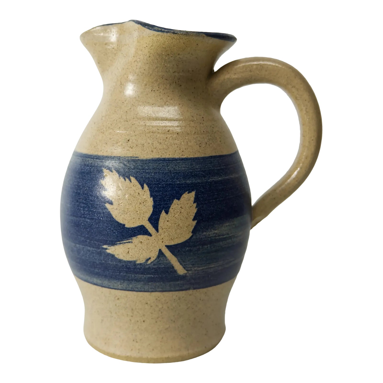 1986 Studio Pottery Leaf Motif Pitcher Signed Wind River | Chairish