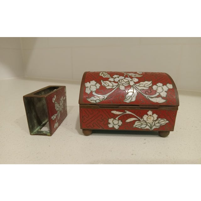 1990s Lidded Cloisonné Box With Match Box | Chairish