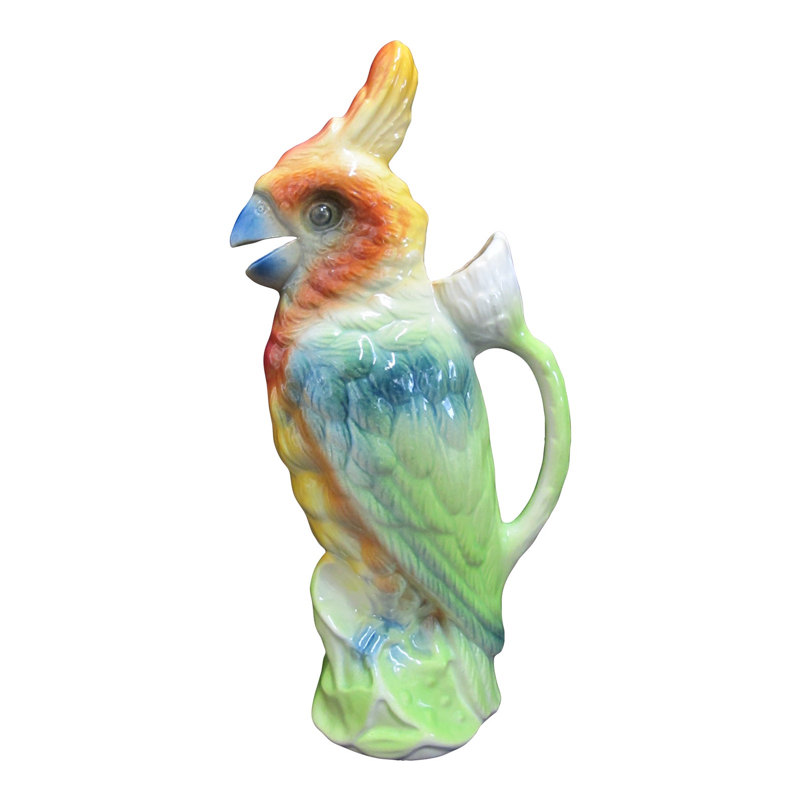 Antique St Clement French Majolica Pottery Cockatoo Absinthe Water Jug ...