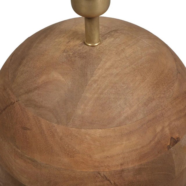 Teak Wood Oval Table Lamp | Chairish