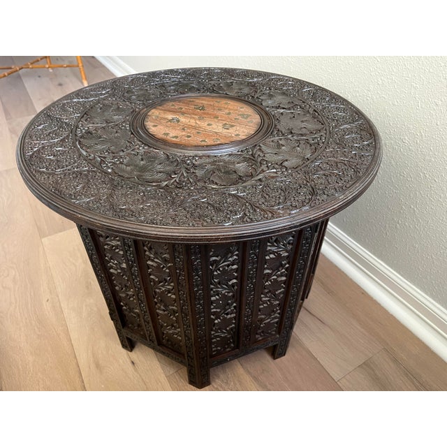 1920s Antique Carved Wooden Anglo Indian Table | Chairish
