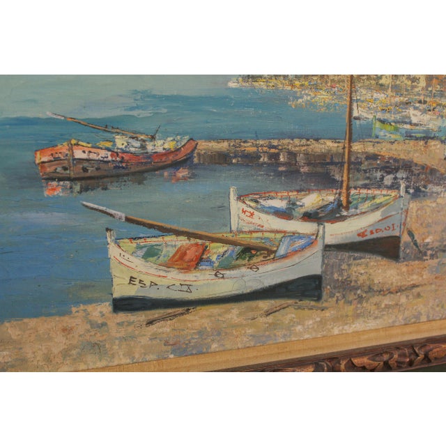 Marcel Dupre Artist Signed Oil Painting on Canvas ~ Boats | Chairish