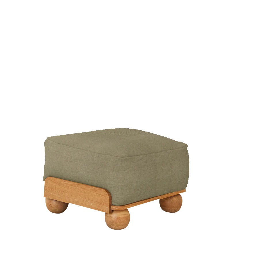 Cove Footstool in Natural Linen by Fred Rigby Studio | Chairish